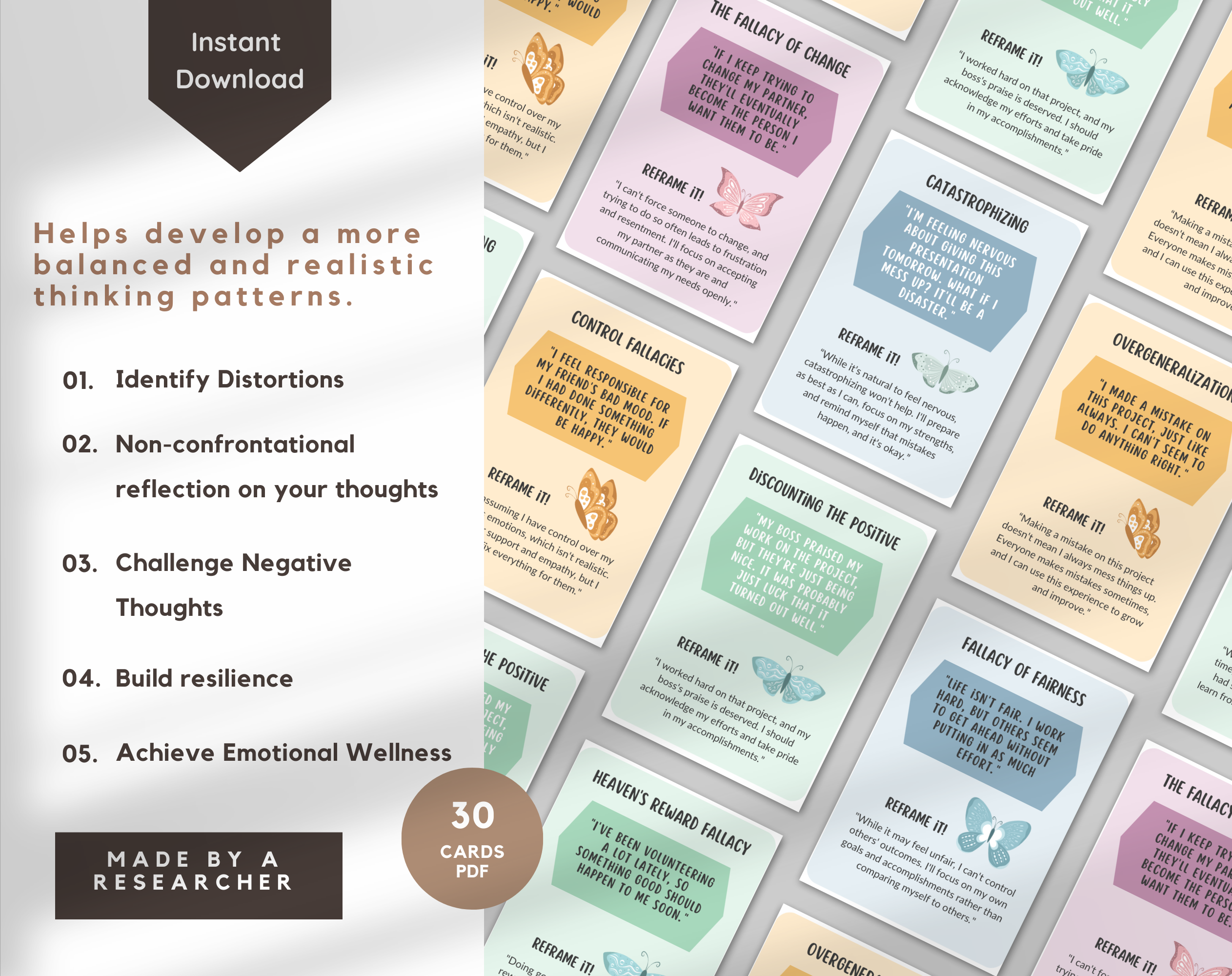 Cognitive Restructuring | Cognitive Behaviour Therapy- Printable Cards